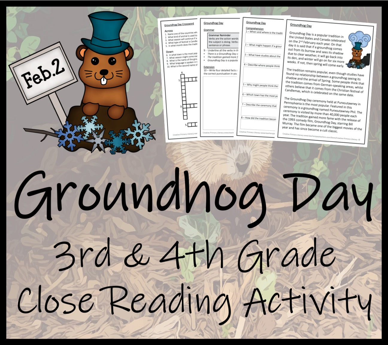 Groundhog Day Close Reading Comprehension Activity | 3rd Grade & 4th G ...