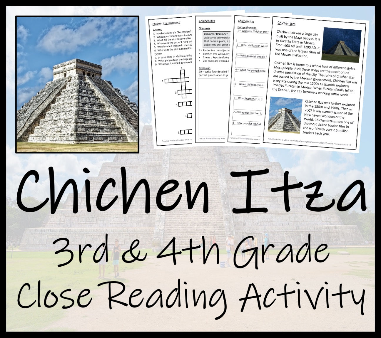 Chichen Itza Close Reading Comprehension Activity | 3rd Grade & 4th Gr ...