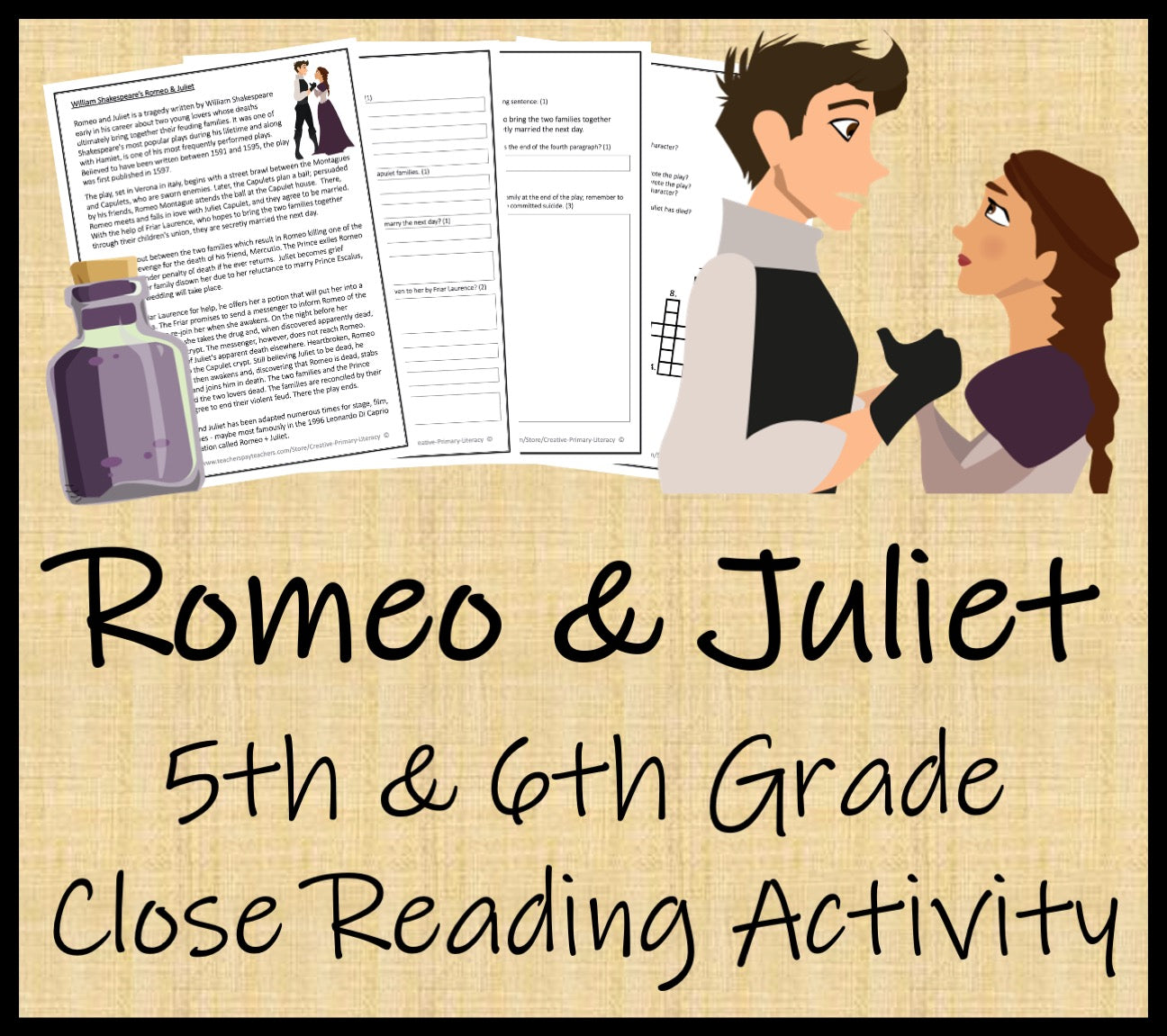 Romeo and Juliet Close Reading Comprehension Activity | 5th Grade & 6t ...