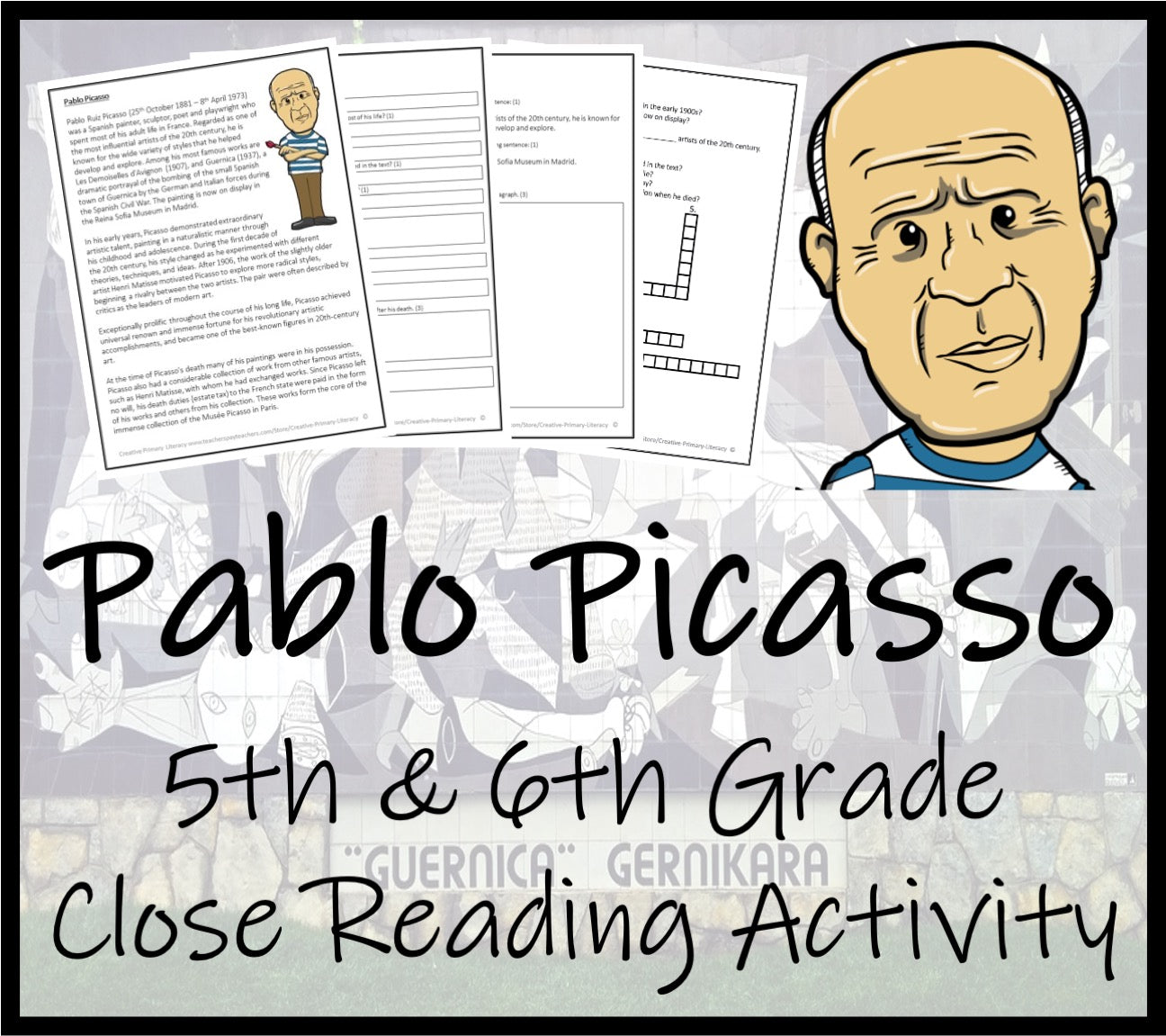 Pablo Picasso Close Reading Comprehension Activity | 5th Grade & 6th G ...