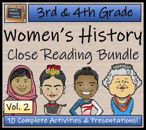 Womens History Volume 2 Close Reading Comprehension Bundle | 3rd & 4th ...