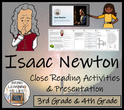 Isaac Newton Close Reading Comprehension Activities | 3rd Grade & 4th ...