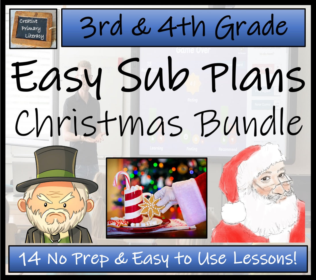 Emergency Sub Plans | Christmas Bundle | 3rd Grade & 4th Grade ...