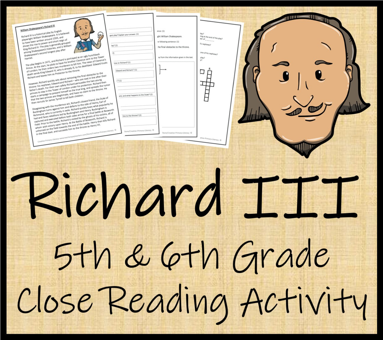 William Shakespeare's Richard III Close Reading Comprehension | 5th ...