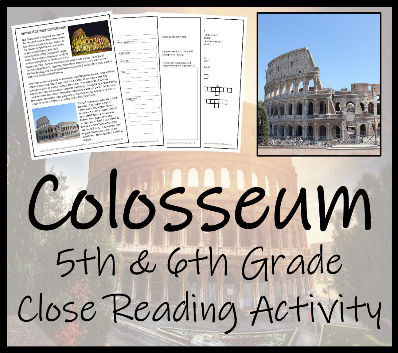 The Colosseum Close Reading Comprehension Activity | 5th Grade & 6th G ...