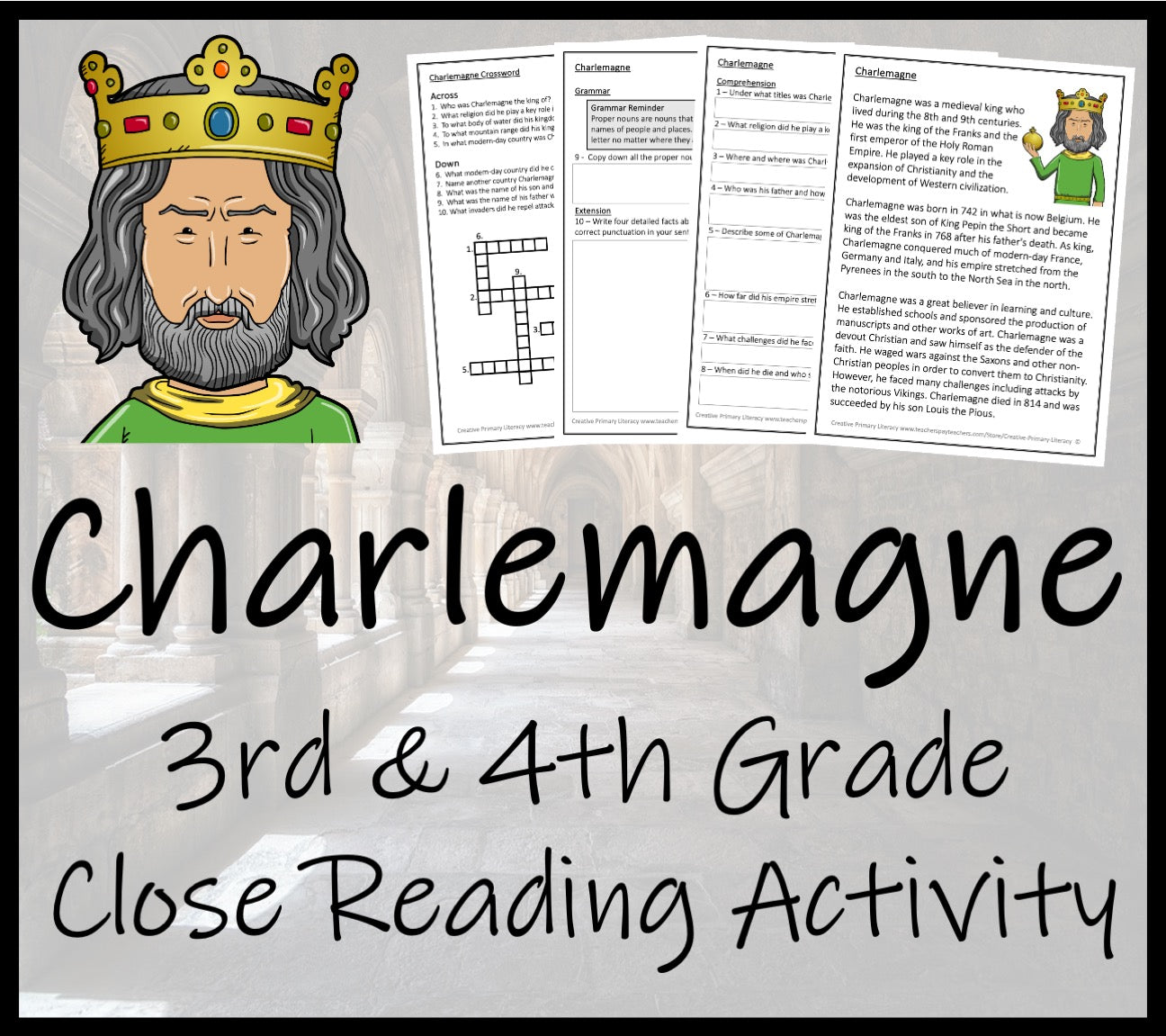Charlemagne Close Reading Comprehension Activity | 3rd Grade & 4th Gra ...