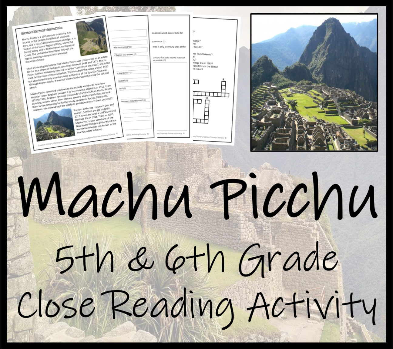 Machu Picchu Close Reading Comprehension Activity | 5th Grade & 6th Gr ...