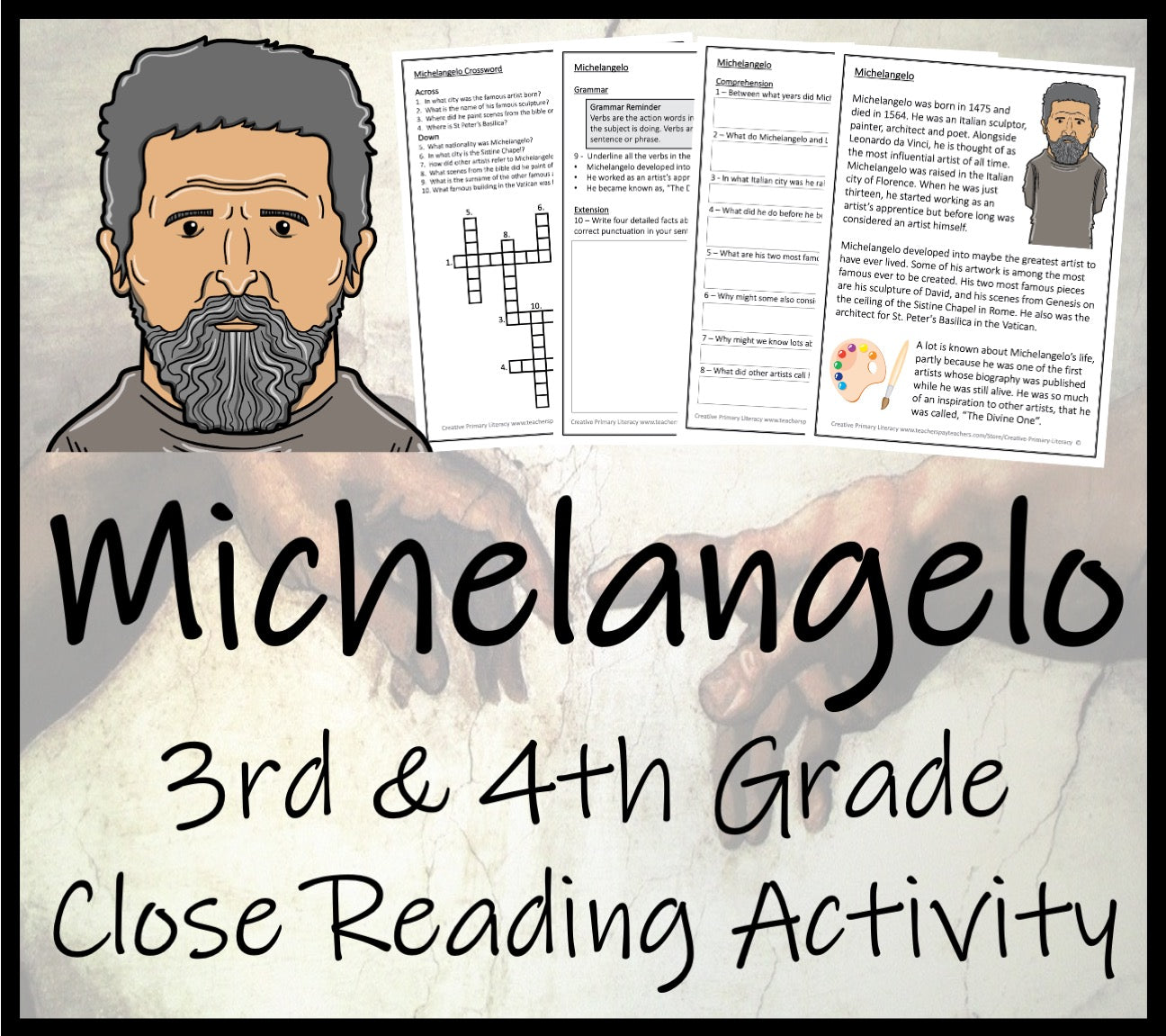 Michelangelo Close Reading Comprehension Activity | 3rd Grade & 4th Gr ...