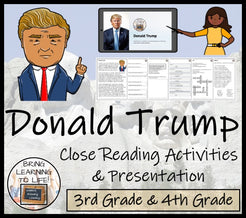 Donald Trump Close Reading Comprehension Activities | 3rd Grade & 4th ...