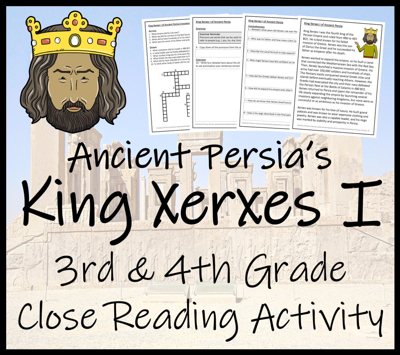 King Xerxes I Close Reading Comprehension Activity | 3rd Grade & 4th G ...