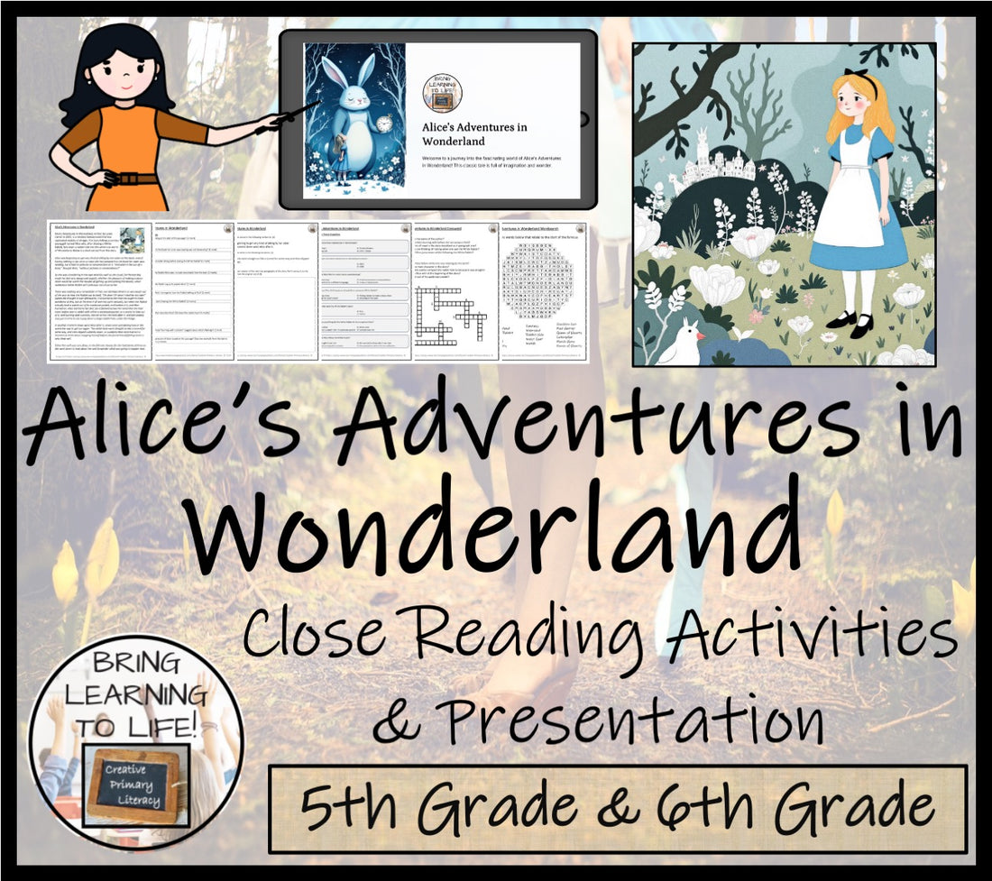 Alice in Wonderland Fiction Reading Comprehension | 5th & 6th Grade ...
