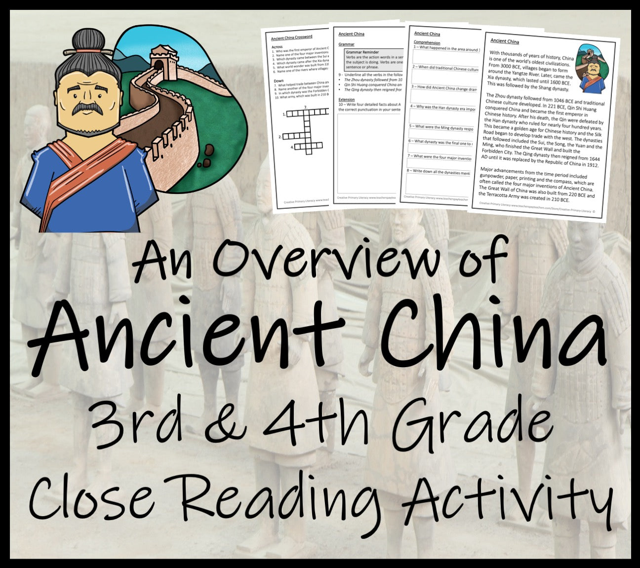 Ancient China Close Reading Comprehension Activity | 3rd Grade & 4th G ...