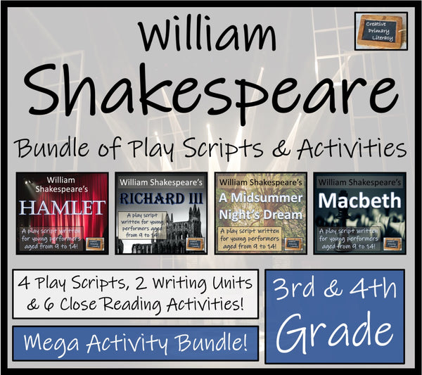 William Shakespeare Mega Bundle of Play Scripts & Activities | 3rd & 4 ...