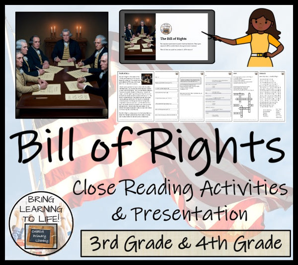 Bill of Rights Close Reading Comprehension Activities | 3rd Grade & 4t ...
