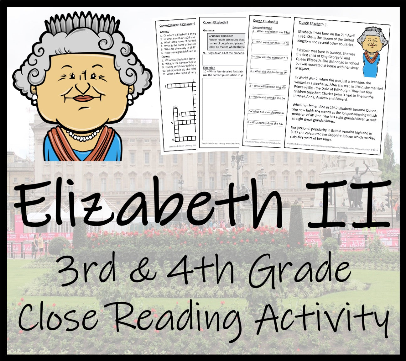 Queen Elizabeth II Close Reading Comprehension Activity | 3rd Grade ...