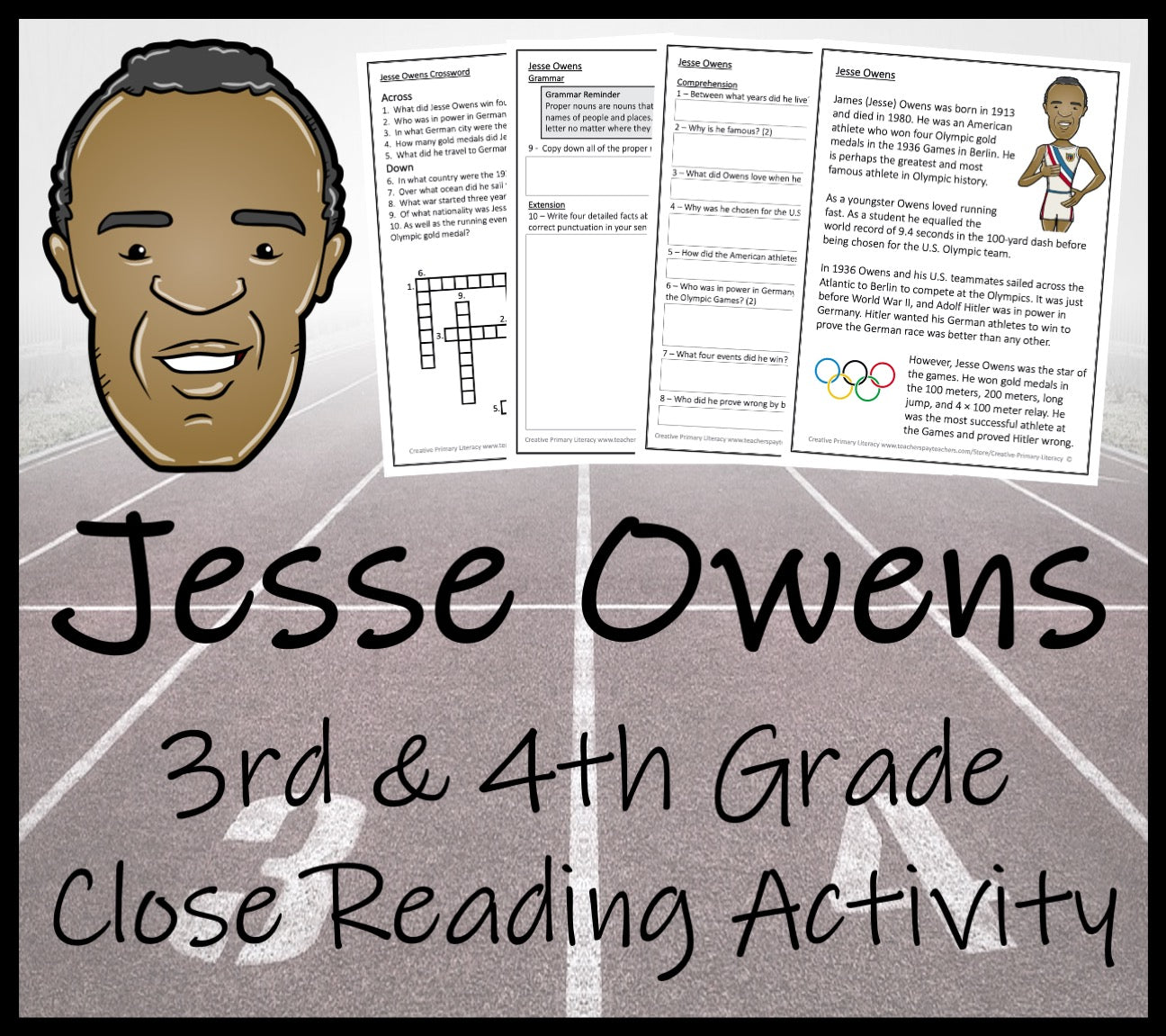 Jesse Owens Close Reading Comprehension Activity | 3rd Grade & 4th Gra ...