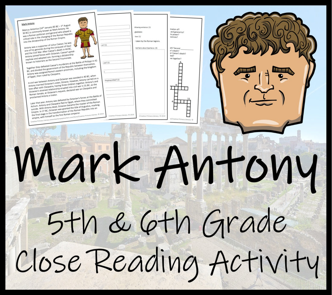 Mark Antony Close Reading Comprehension Activity | 5th Grade & 6th Gra ...