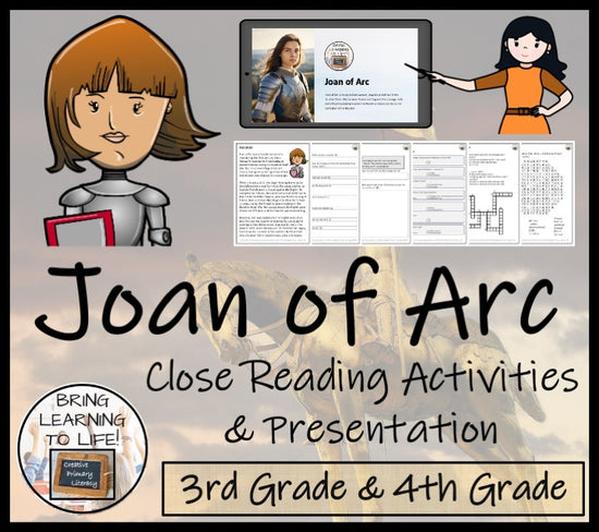 Joan of Arc Close Reading Comprehension Activities | 3rd Grade & 4th G ...
