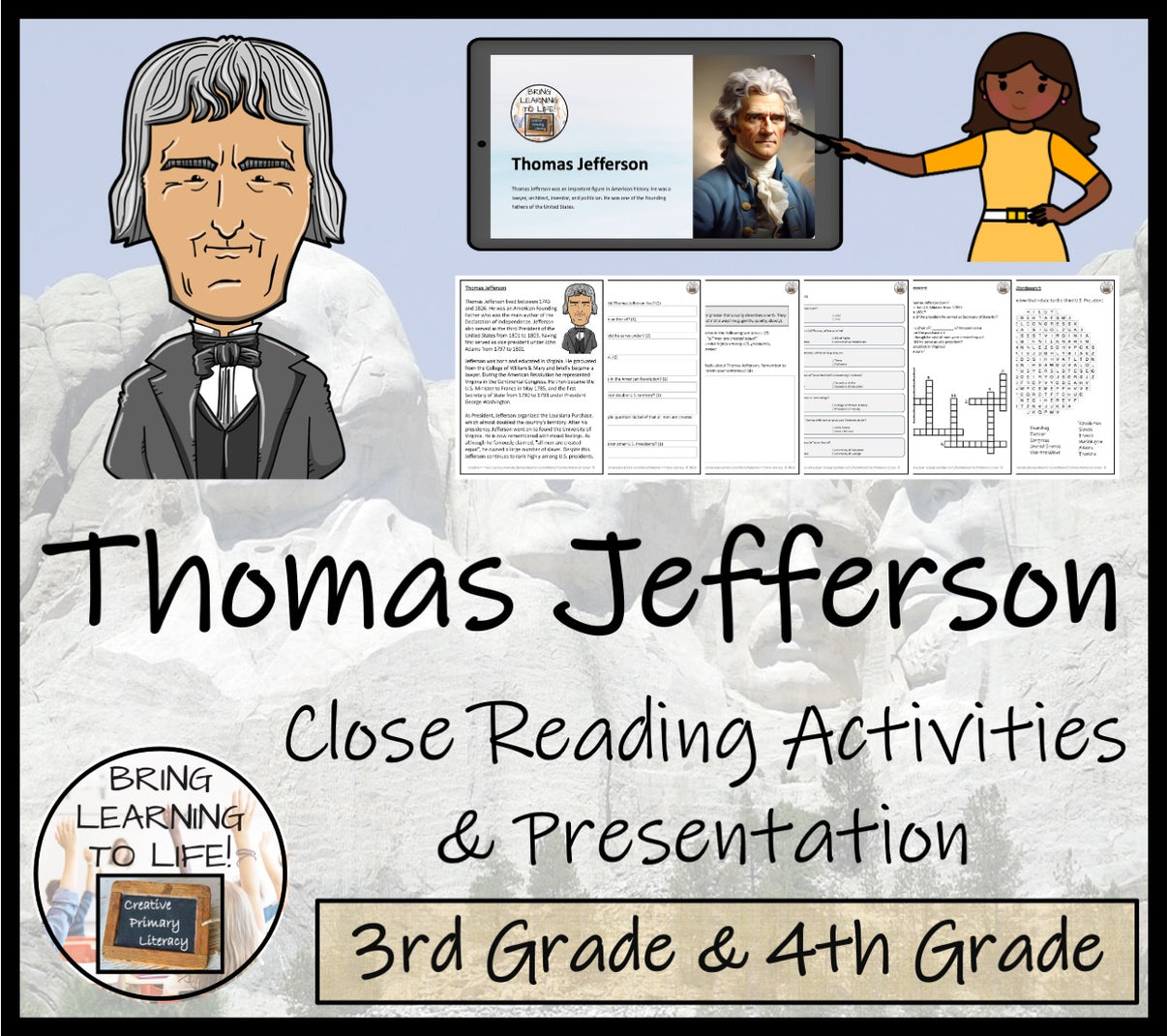 Thomas Jefferson Close Reading Comprehension Activities | 3rd Grade ...
