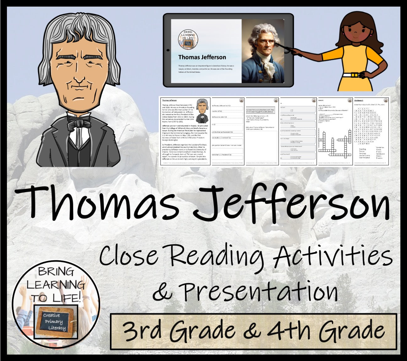 Thomas Jefferson Close Reading Comprehension Activities | 3rd Grade ...