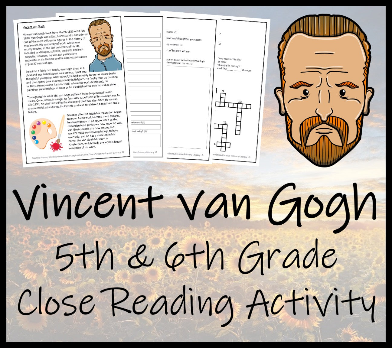 Vincent van Gogh Close Reading Comprehension Activity | 5th Grade & 6t ...