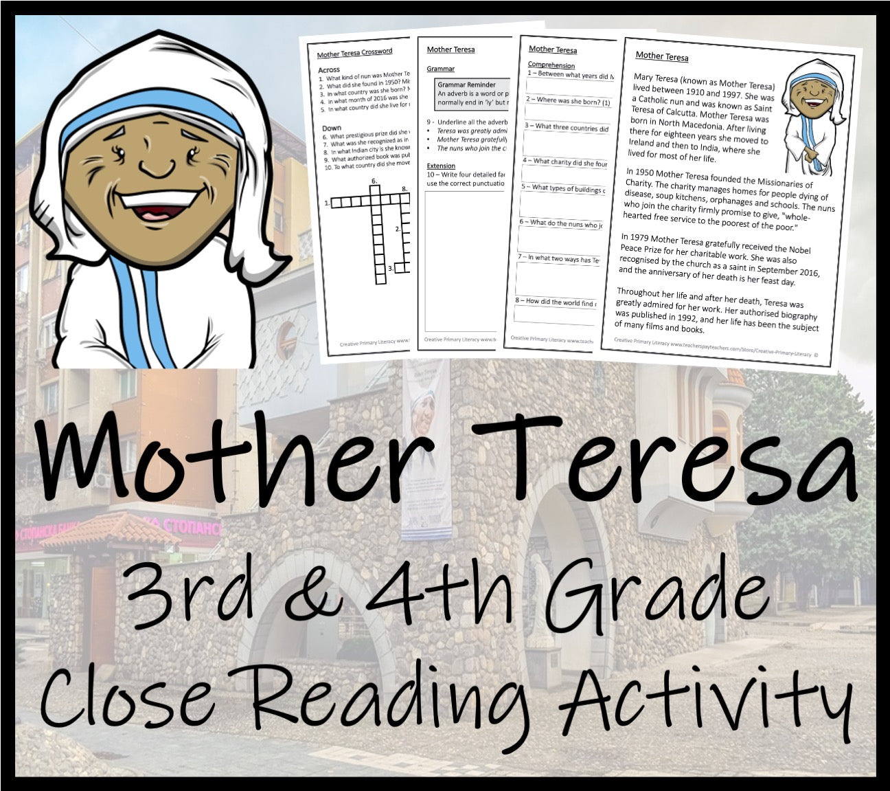 Mother Teresa Close Reading Comprehension Activity | 3rd Grade & 4th G ...