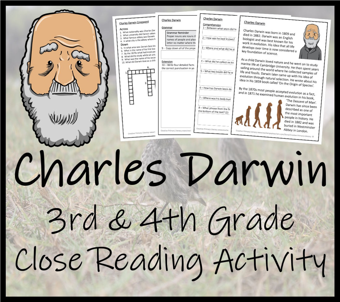 Charles Darwin Close Reading Comprehension Activity | 3rd Grade & 4th ...