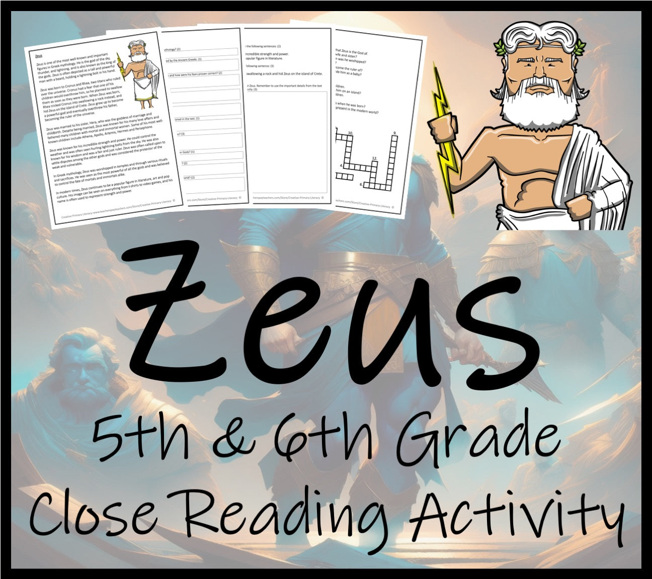 Zeus Close Reading Comprehension Activity | 5th Grade & 6th Grade ...