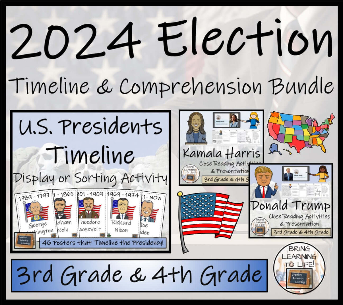 2024 Presidential Election Timeline and Close Reading Bundle | 3rd & 4 ...