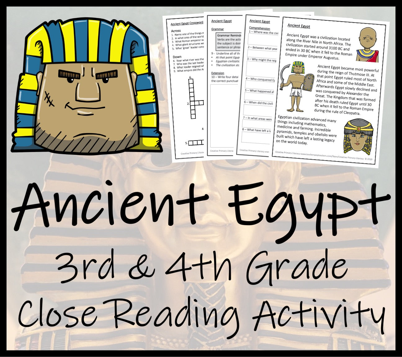Ancient Egypt Close Reading Comprehension Activity | 3rd Grade & 4th G ...