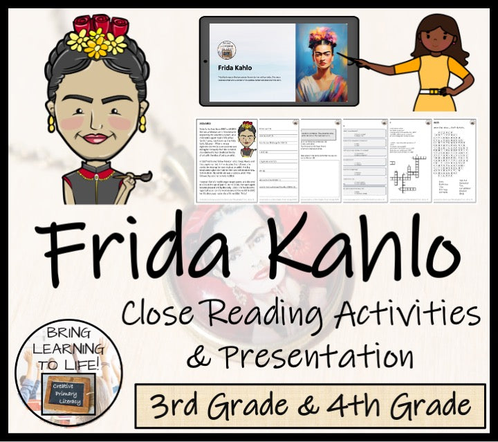Frida Kahlo Close Reading Comprehension Activities | 3rd Grade & 4th G ...