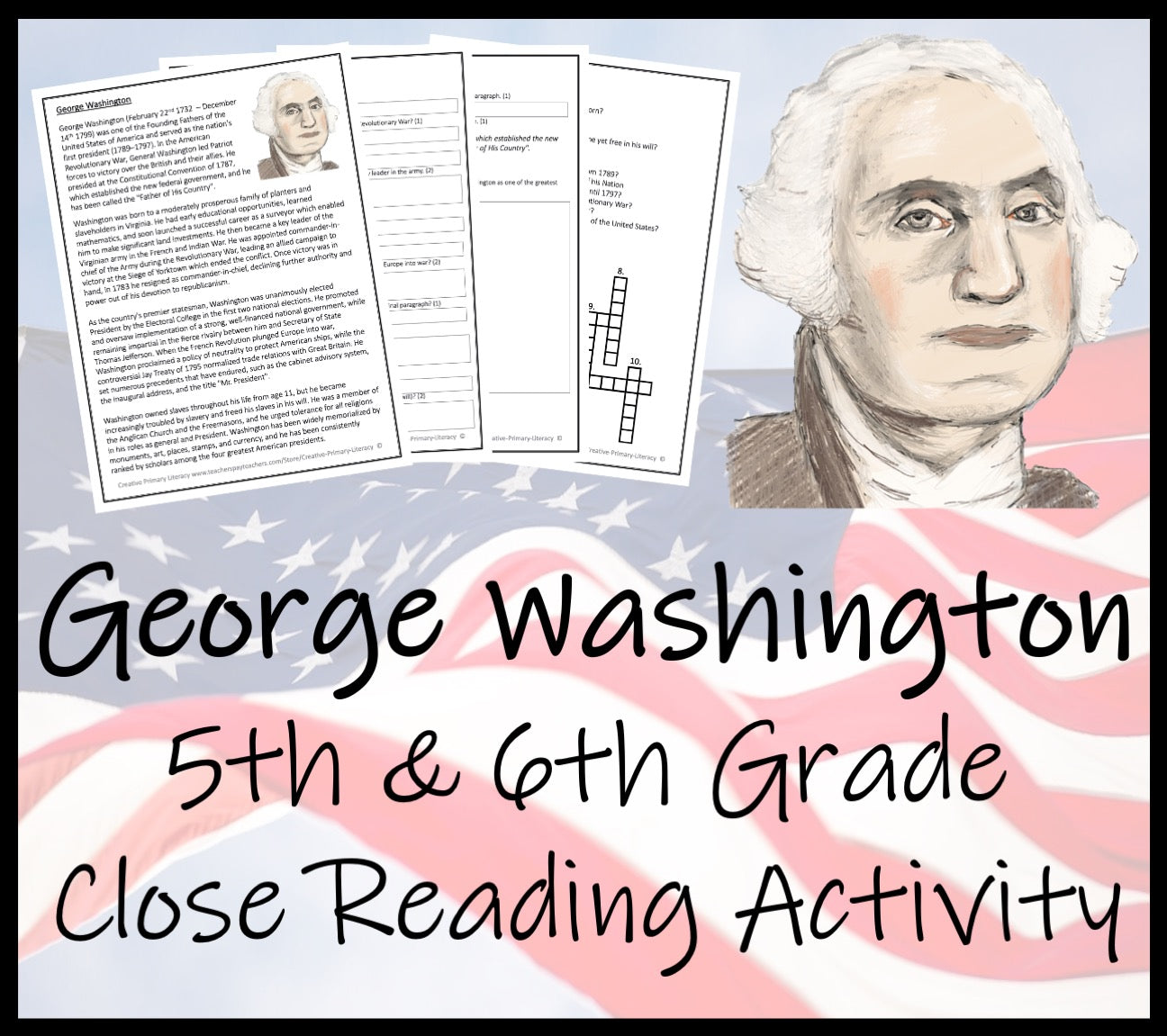 George Washington Close Reading Comprehension Activity | 5th Grade & 6 ...