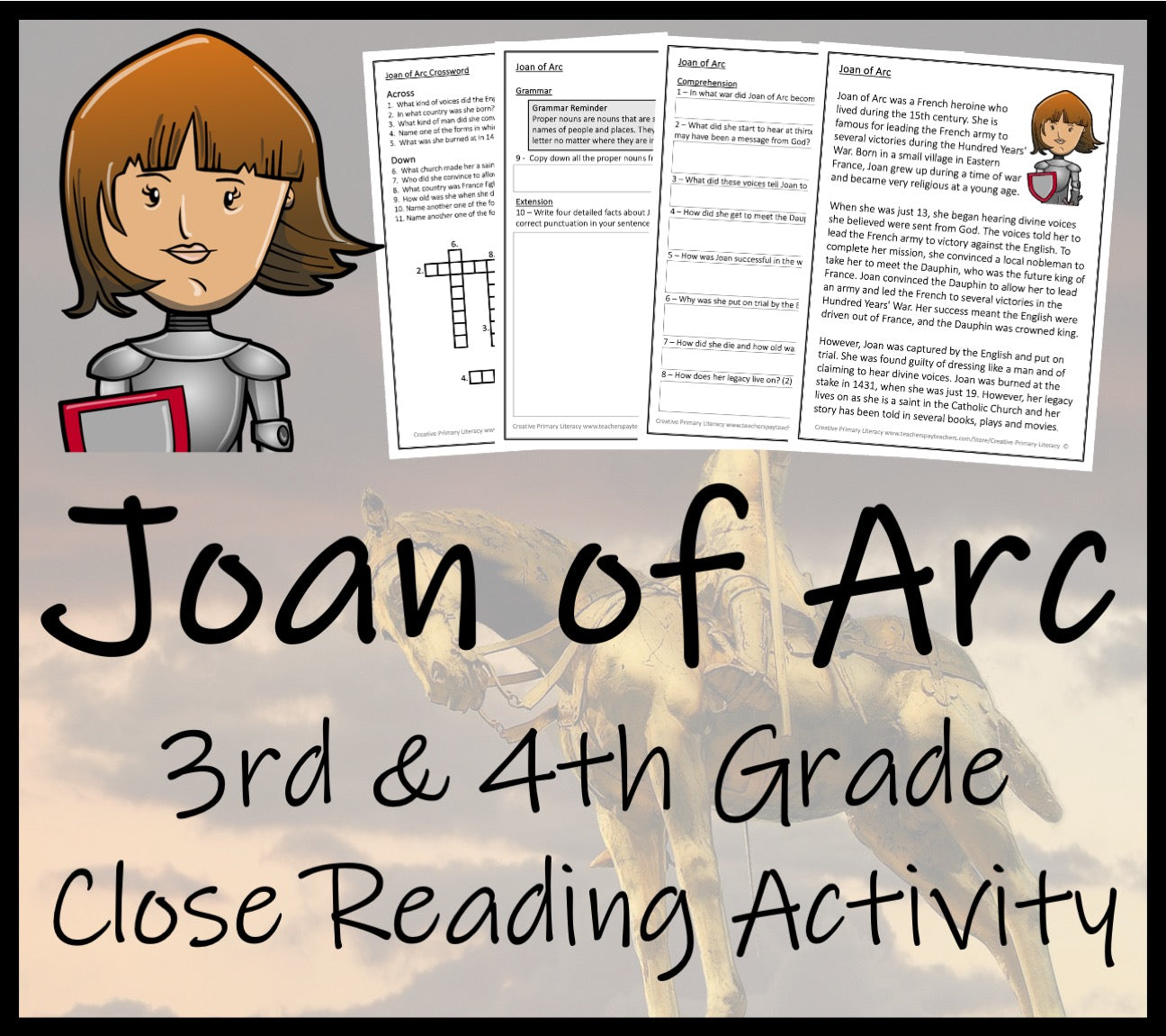 Joan of Arc Close Reading Comprehension Activity | 3rd Grade & 4th Gra ...