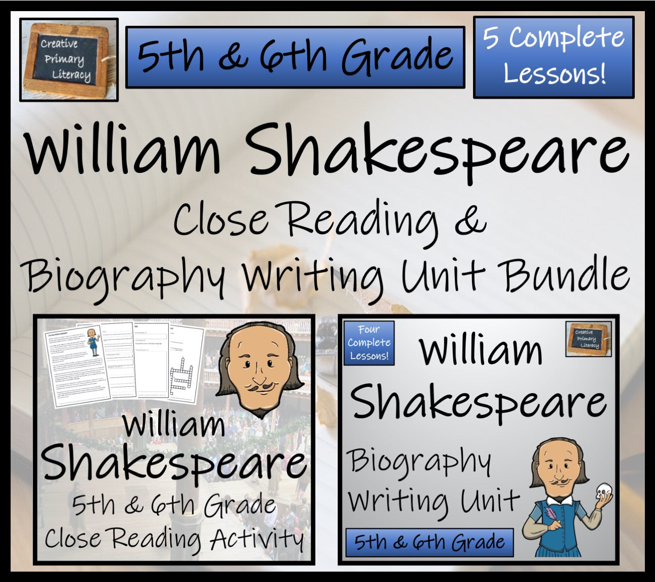 William Shakespeare Close Reading & Biography Bundle | 5th Grade & 6th ...