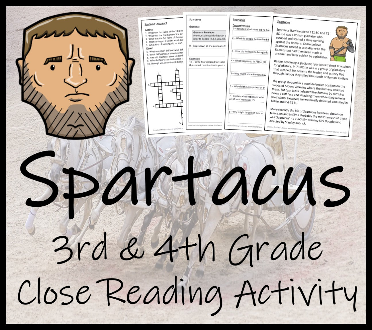 Spartacus Close Reading Comprehension Activity | 3rd Grade & 4th Grade ...