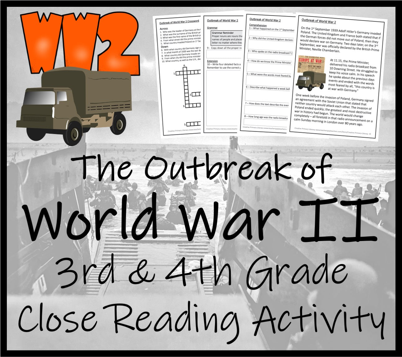 Outbreak of World War 2 Close Reading Comprehension | 3rd Grade & 4th ...