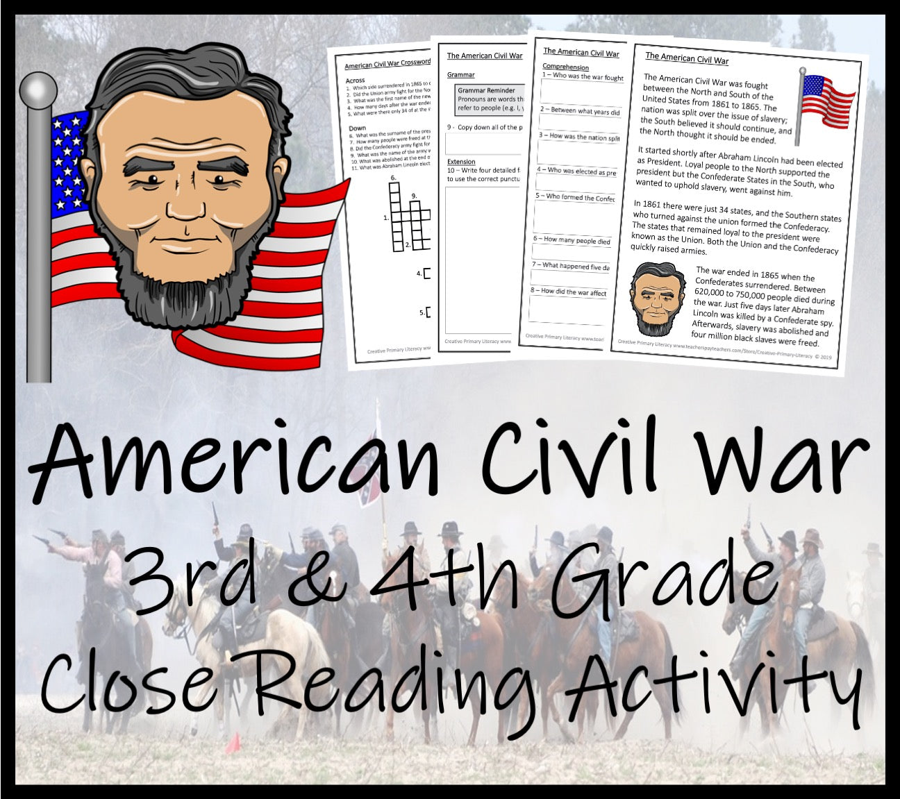 American Civil War Close Reading Comprehension Activity | 3rd Grade ...