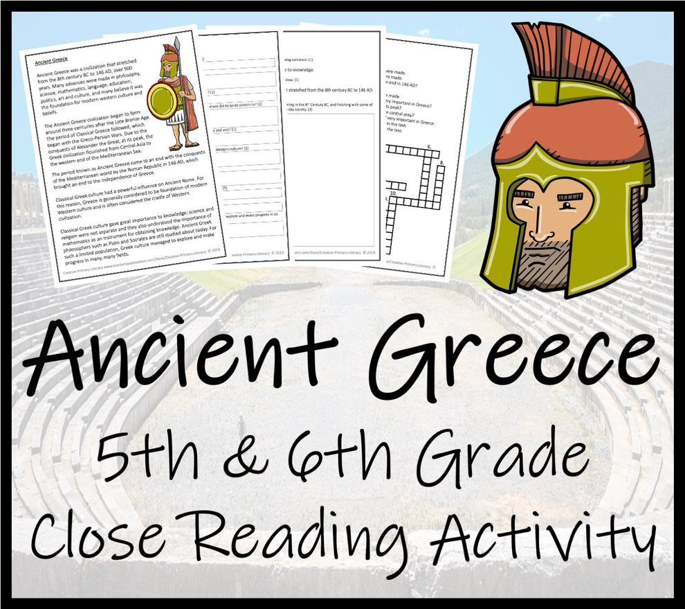 Ancient Greece Close Reading Comprehension Activity | 5th Grade & 6th ...