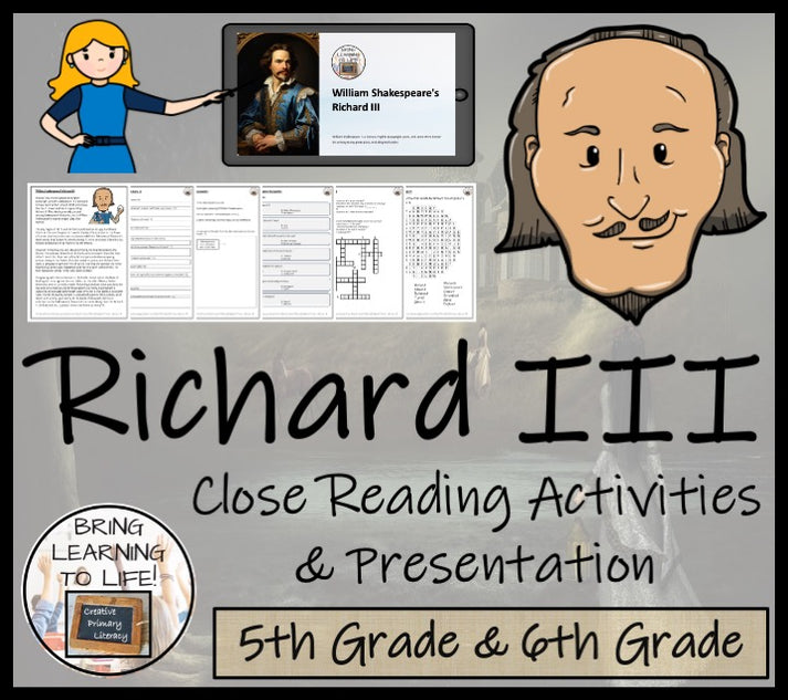 William Shakespeare's Richard III Close Reading Comprehension | 5th ...