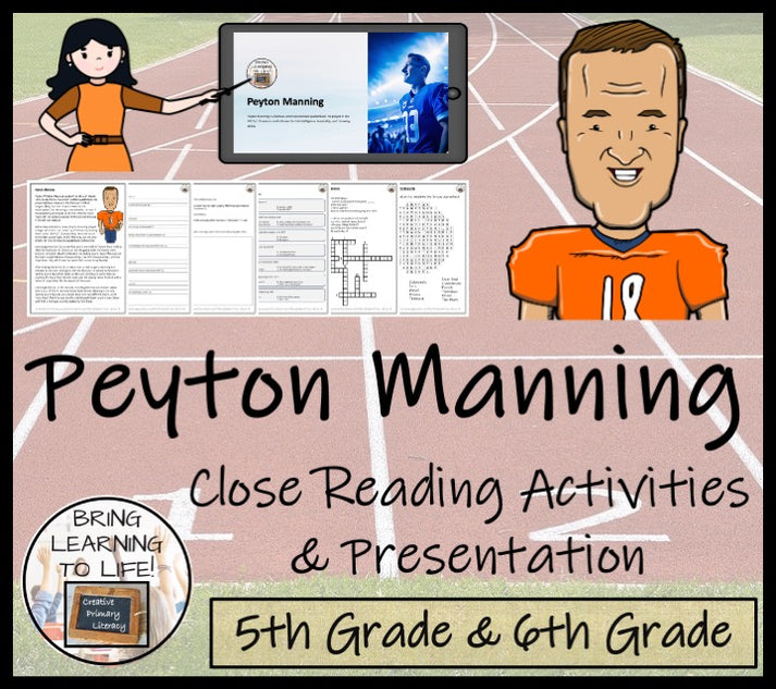 Peyton Manning Close Reading Comprehension Activities | 5th Grade & 6t ...