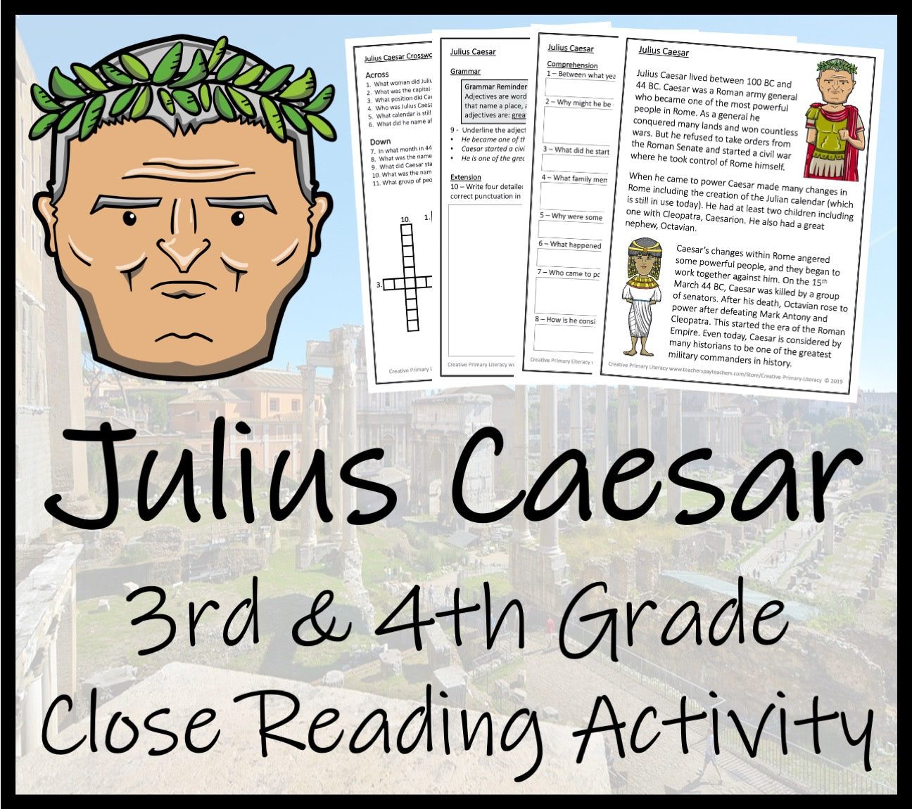 Julius Caesar Close Reading Comprehension Activity | 3rd Grade & 4th G – Creative Primary Literacy