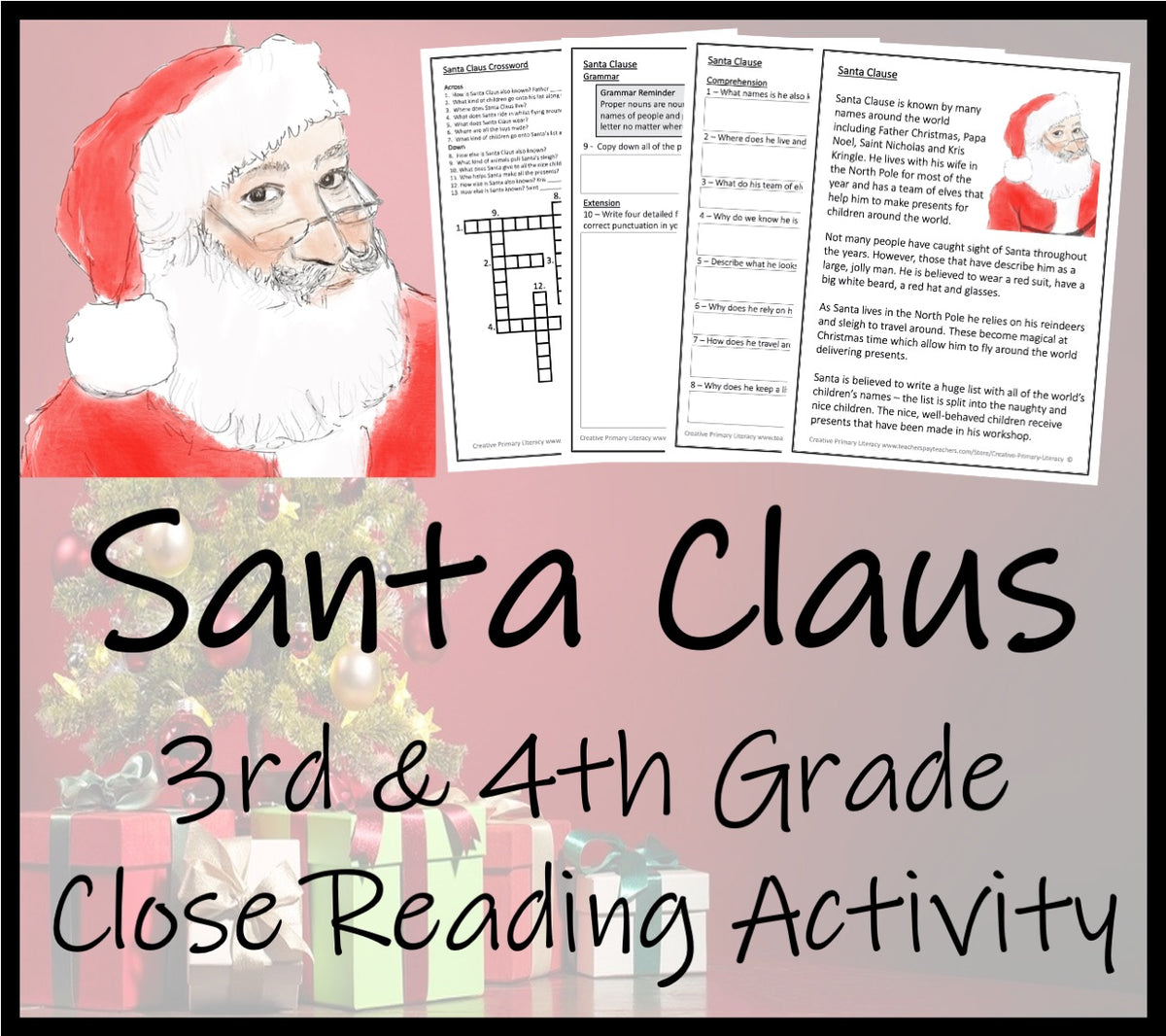 Santa Claus Close Reading Comprehension Activity | 3rd Grade & 4th Gra ...