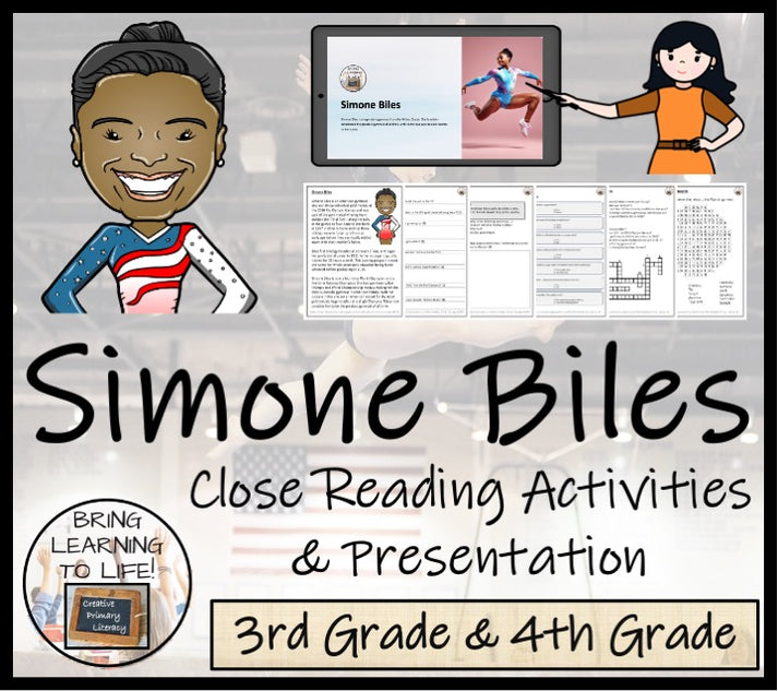 Simone Biles Close Reading Comprehension Activities | 3rd Grade & 4th ...