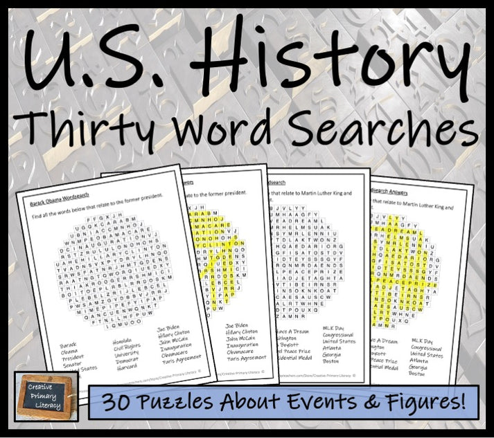 U.S. History Word Search Puzzle Collection – Creative Primary Literacy