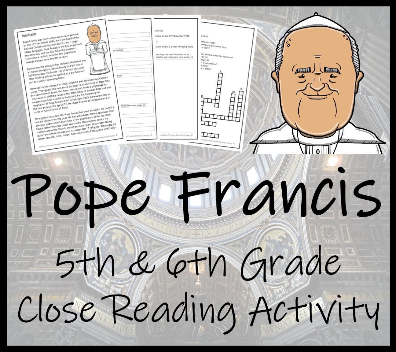 Pope Francis Close Reading Comprehension Activity | 5th Grade & 6th Gr ...