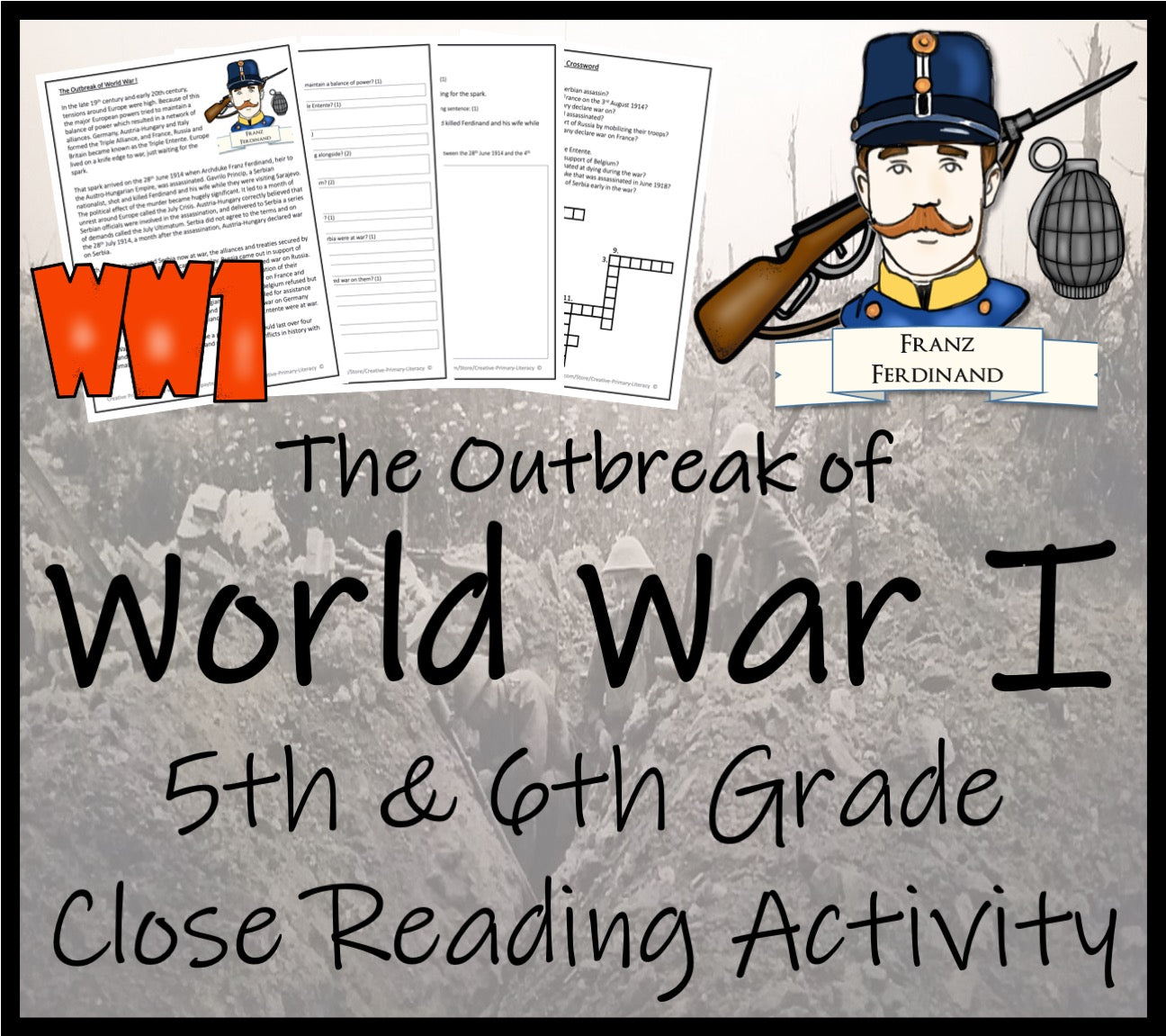 Outbreak of World War I Close Reading Comprehension Activity | 5th & 6 ...