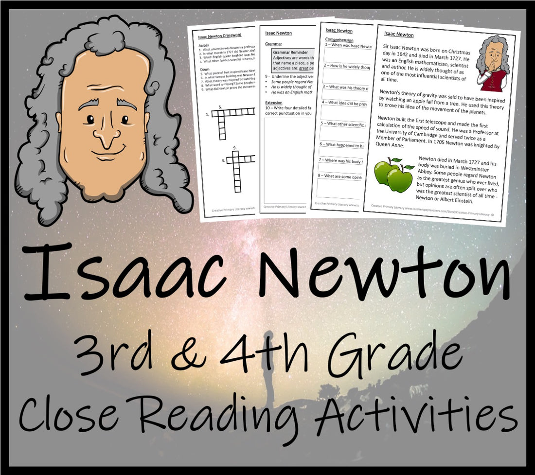 Isaac Newton Close Reading Comprehension Activities | 3rd Grade & 4th ...