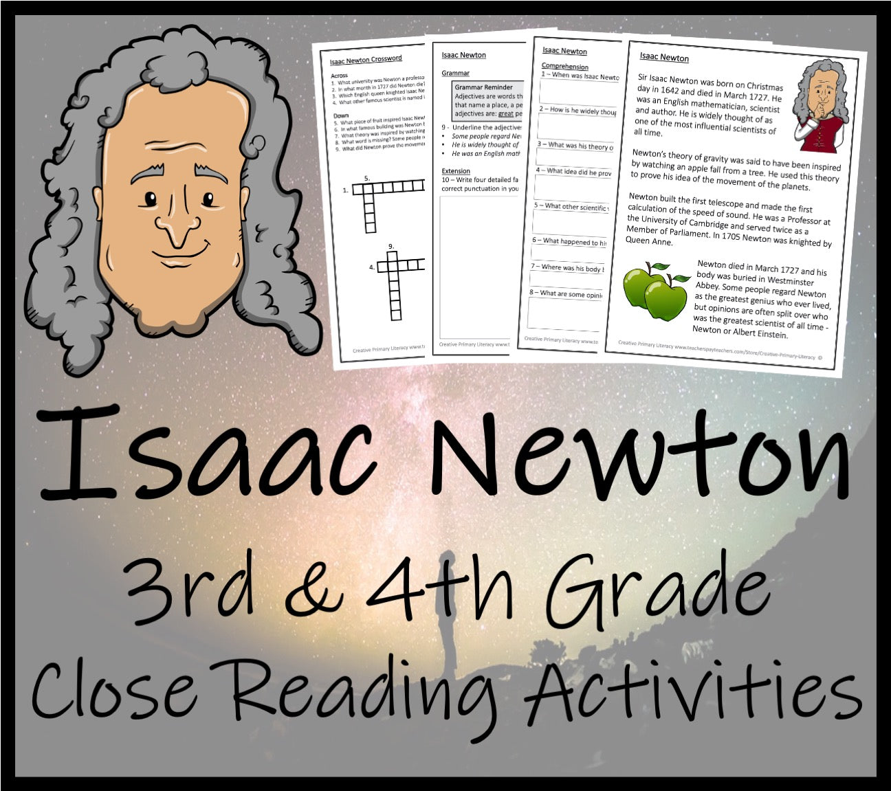 Isaac Newton Close Reading Comprehension Activities | 3rd Grade & 4th ...