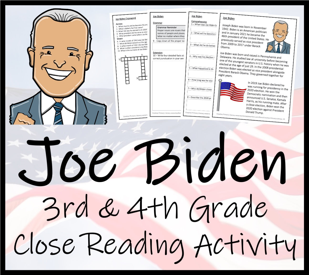Joe Biden Close Reading Comprehension Activity | 3rd Grade & 4th Grade ...