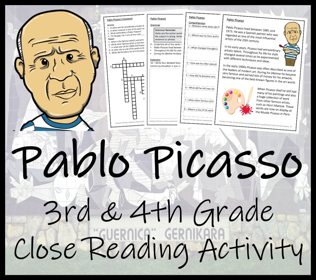Pablo Picasso Close Reading Comprehension Activity | 3rd Grade & 4th G ...